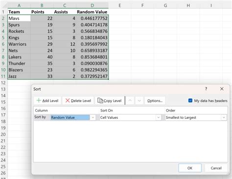 how to shuffle rows in excel with example