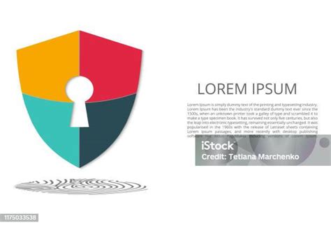 사이버 보안 개념 이미지입니다 선과 모양 유리 조각 열쇠 구멍 지문의 형태로 사이버 보안 또는 정보의 기밀성의 아이디어를 보여