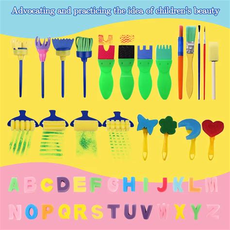교육 초기 그림 장난감 Diy 어린이 스폰지 페인트 브러시 그리기 도구 어린이 조기 그림 47pcs Y511종이 장난감