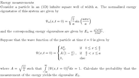 solved energy measurements consider a particle in an 1d
