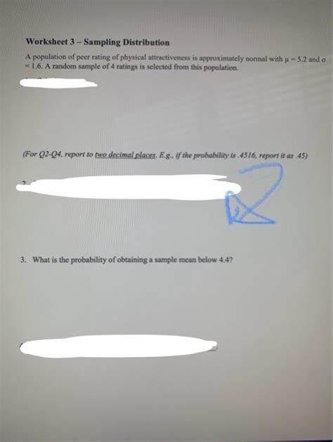 Solved Worksheet 3 Sampling Distribution A Population Of