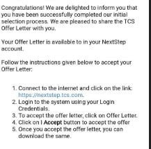 Tcs Nqt Offer Letter Released 2025