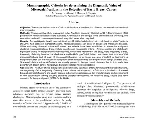 Pdf Mammographic Criteria For Determining The Diagnostic Value Of Microcalcifications In The