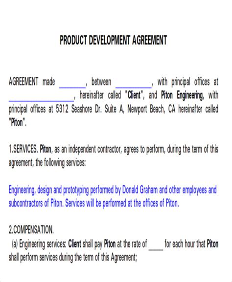 Free 8 Development Agreement Contract Samples In Ms Word Pdf