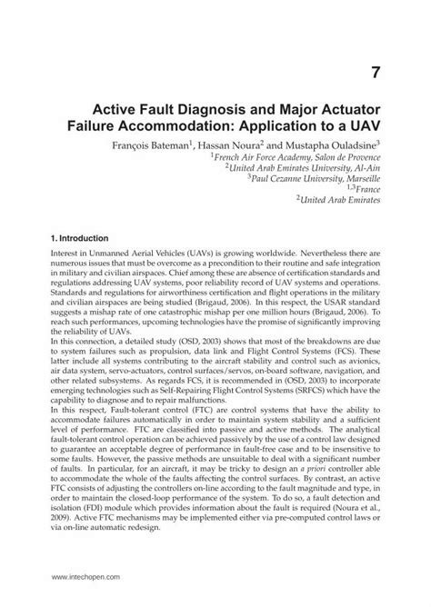 PDF Active Fault Diagnosis And Major Actuator Failure Cdn Intechopen Pdfs InTech