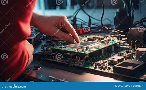 Microelectronics Engineer Designing New Chips Stock Illustration