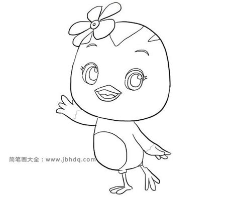 画萌鸡小队的朵朵的简笔画 简笔画图片大全 蒲城教育文学网