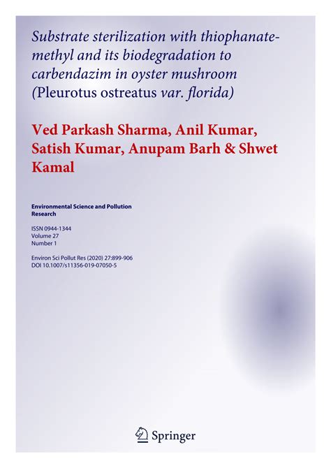 Pdf Environmental Science And Pollution Research