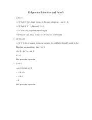 Solving Polynomial Identities With Detailed Proofs Course Hero