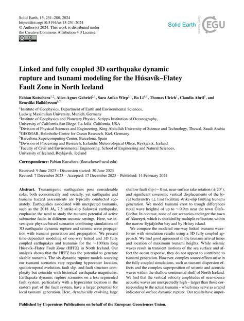 Pdf Linked And Fully Coupled 3d Earthquake Dynamic Rupture And