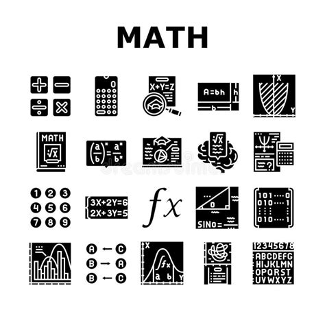 Math Education School Science Icons Set Vector Stock Vector Illustration Of Symbol Equation