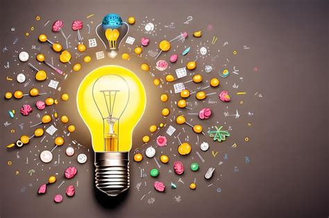 Premium Photo A Light Bulb Surrounded By Many Small Objects And A Lot Of Other Objects