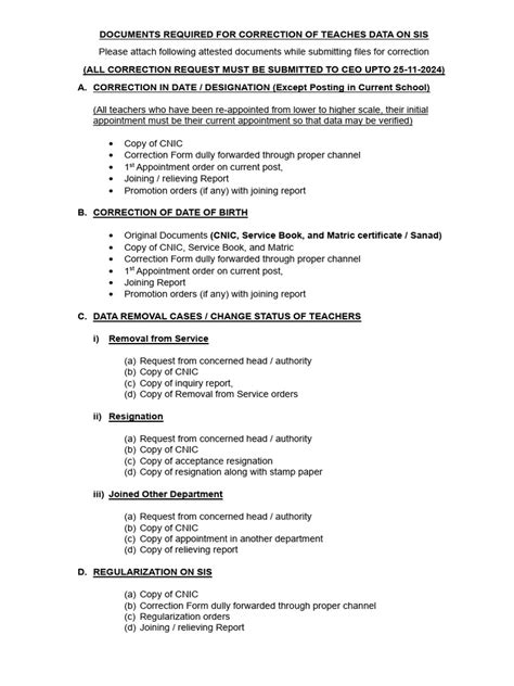 Instruction Data Correction Pdf