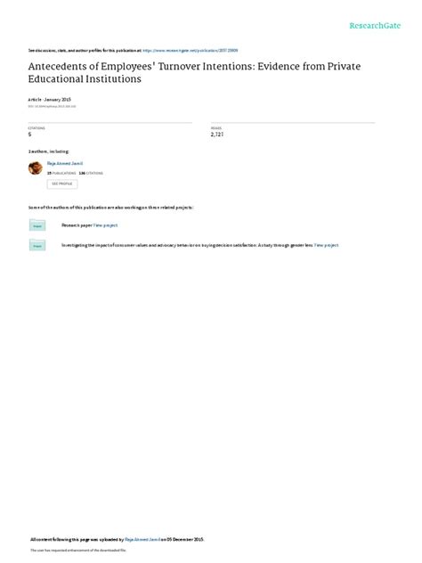 Turnover Intentions Pdf Turnover Employment Correlation And Dependence