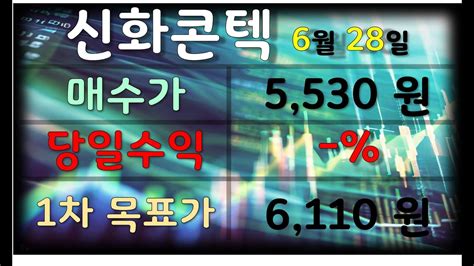 신화콘텍 차트분석 6월 28일 상승초입 포착 Youtube