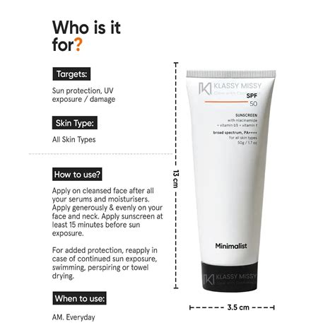 Minimalist Sunscreen Spf 50 Pa With Multi Vitamins 50g Klassy Missy