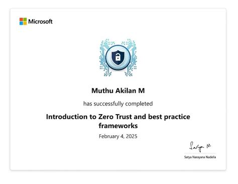 Completed Microsoft Zero Trust Course Gained Skills In Data Device