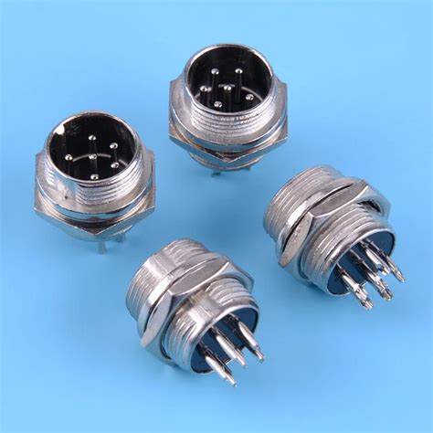 6 Pin Microphone Female Aviation Plug Male Chassis Socket Connector