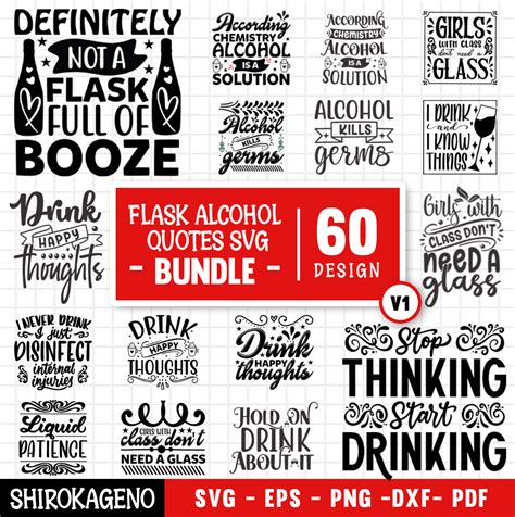 Flask Quotes Svg Bundle Funny Drinking Quotes Svg Alcohol Sayings
