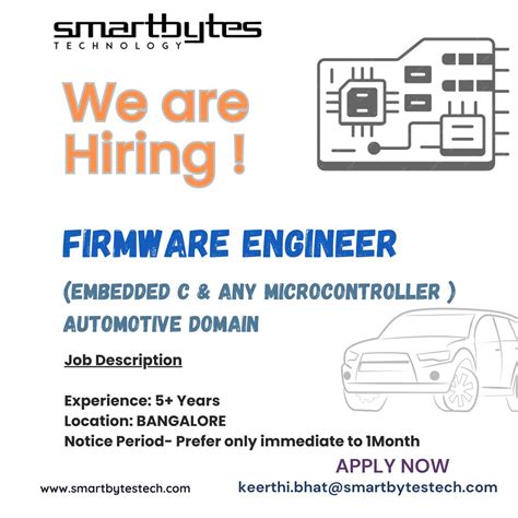 Hiring Firmware Embeddedc Microcontroller Bangalore Automotive Immediatejoiners Keerthi