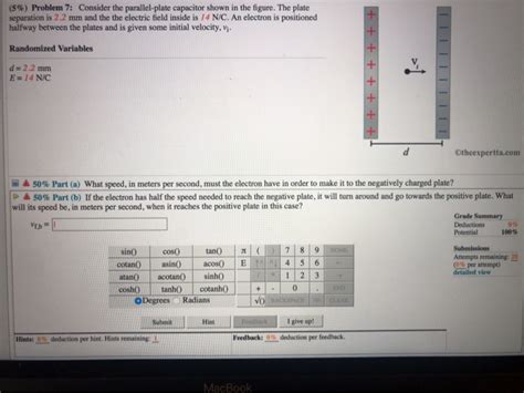 Solved 59 Problem 7 Consider The Parallel Plate Capacitor