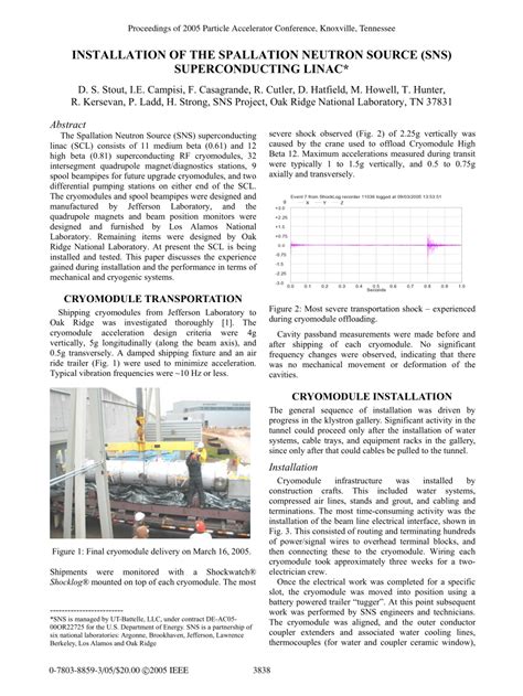 Pdf Installation Of The Spallation Neutron Source Sns Superconducting Linac