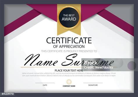 벡터 일러스트 레이 션 화이트 프레임 인증서와 우아함 수평 인증서 핑크 0명에 대한 스톡 벡터 아트 및 기타 이미지 0명 금 금속 디자인 Istock