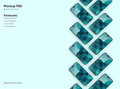 Реалистичный макет сетки смартфонов для презентации дизайна приложения и мобильного веб сайта 3d