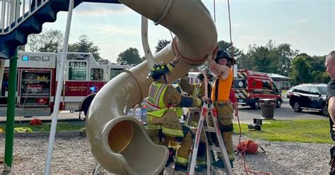 Firefighters Cut Open Playground Slide To Rescue 40 Year Old Man Stuck