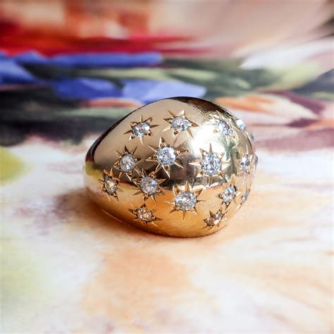Vintage Star Diamond Dome Ring Circa 1950s 59ct Tw Bombe Cocktail Statement Ring 14k