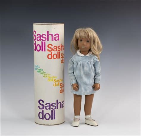 Lot A Gotz Sasha Doll In Original Box 1960s With Long Blonde Hair With Dark Blue Velvet