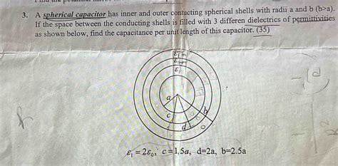 Solved 3 ﻿a Spherical Capacitor Has Inner And Outer