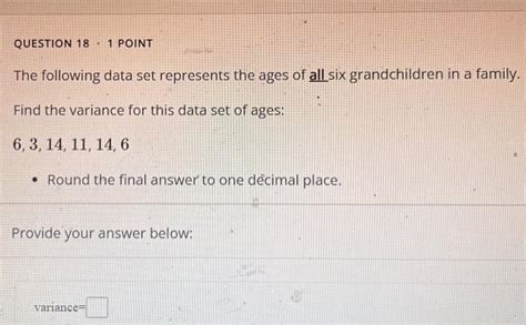 Solved Question 18 1 Point The Following Data Set