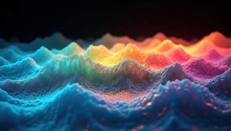 Abstract Colorful Wave Pattern With Textured Peaks In A Dark Background Resembling A Rainbow