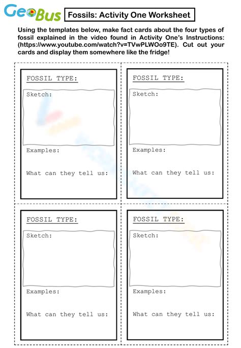 Free Printable Fossils Worksheets For Teaching Learning