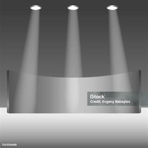 스포트라이트 조명이 있는 사실적인 조명 스튜디오 벡터 0명에 대한 스톡 벡터 아트 및 기타 이미지 0명 3차원 형태