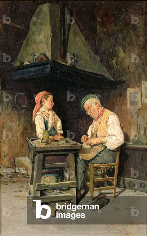 Image Of The Cobblers Shop 1874 Oil On Panel By Costantini