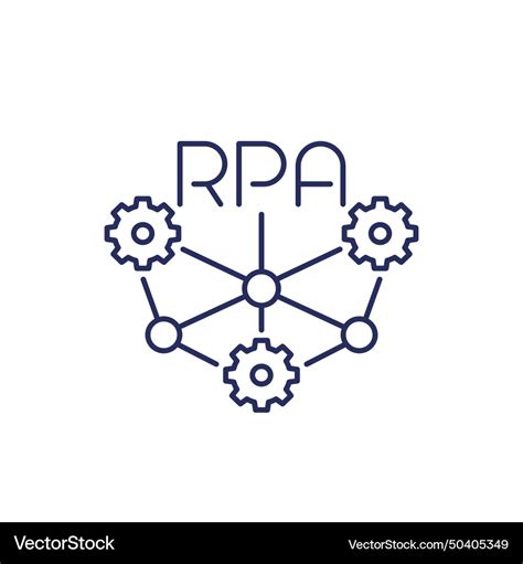 Rpa Icon Robotic Process Automation Line Vector Image