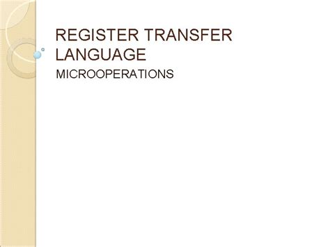 register transfer language microoperations today outlines logic
