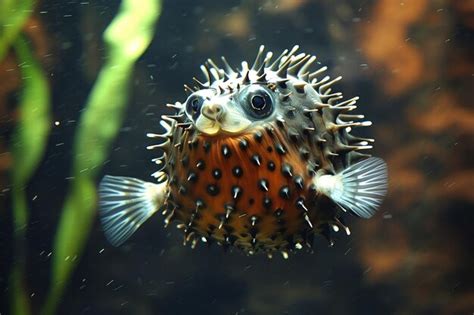 Premium Photo Charming Pufferfish Inflating In Defense
