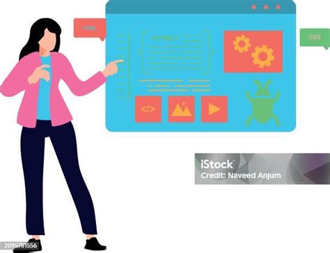 The Girl Is Working On Html Coding Stock Illustration Download Image