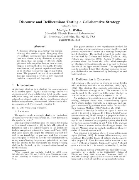 Pdf Discourse And Deliberation Testing A Collaborative Strategy