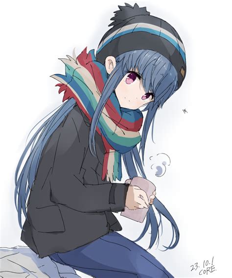 Safebooru 1girl Artist Name Beanie Black Headwear Blue Hair Blue Pants Bobblehat Core