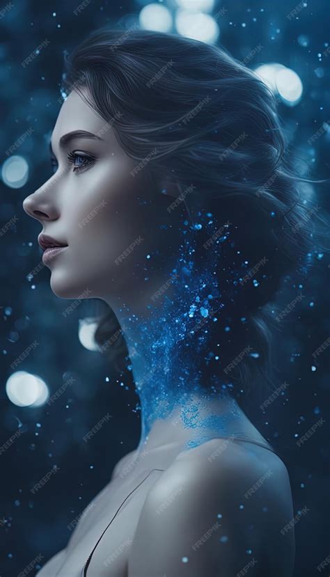 Premium Ai Image Girl Abstract Art Bleeding Blue Blue Theme Visually Stunning Beautiful
