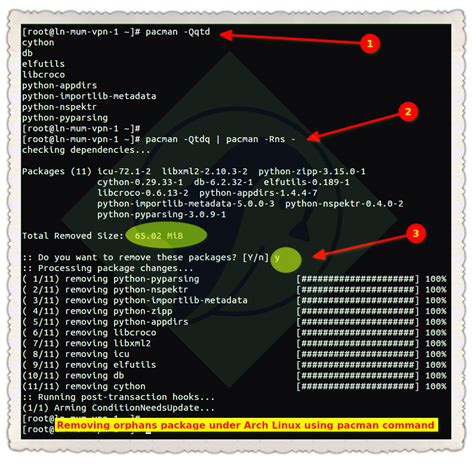 how to remove orphaned unused packages in arch linux nixcraft