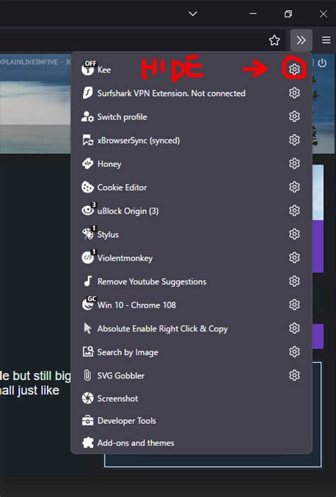 How To Hide The Setting Icon In Overflow Menu Next To Add Ons R FirefoxCSS