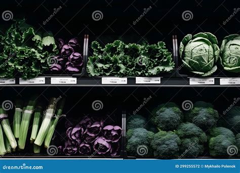 Supermarket Vegetables Showcase With Different Fruits And Vegetables Neural Network Ai