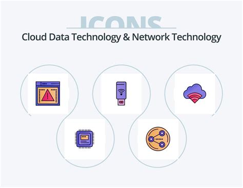 Cloud Data Technology And Network Technology Line Filled Icon Pack 5 Icon Design Connection