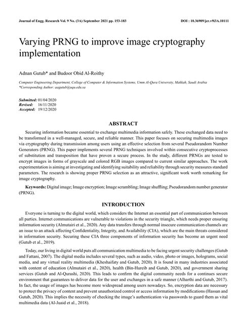 Pdf Varying Prng To Improve Image Cryptography Implementation