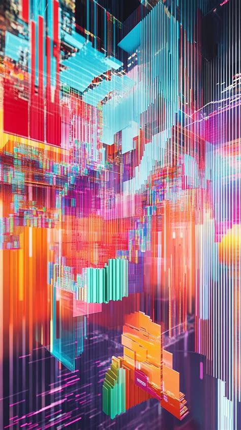 Pixel Art Financial Heatmap With Sector Performance Data And Colorful Blocks Stock Illustration